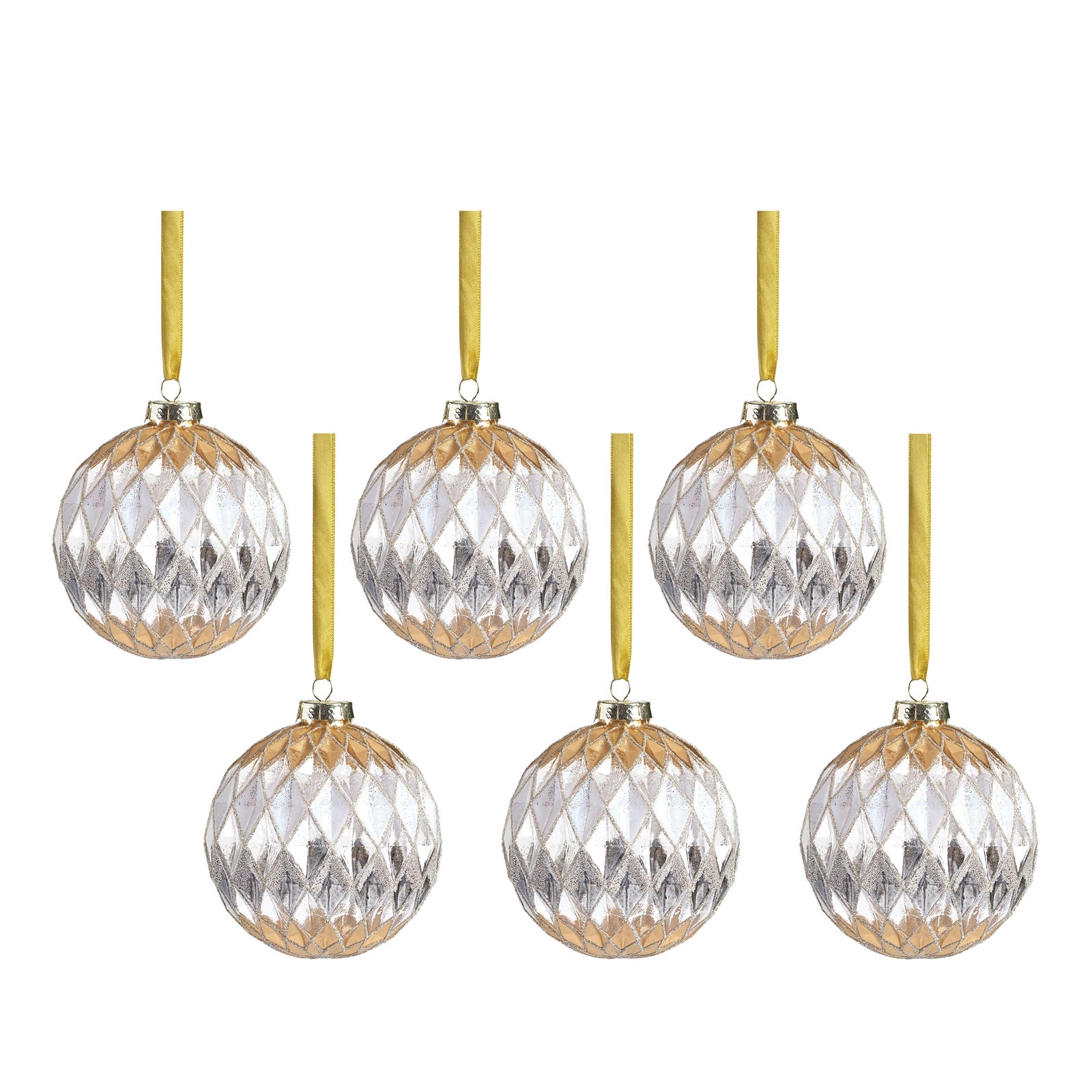 Astral Harlequin Glass Ball Ornaments- Set of 6, 4" | Chairish