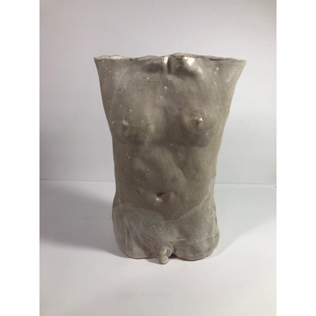 Vintage 1980s Hand Sculpted Ceramic Male Torso Vase | Chairish