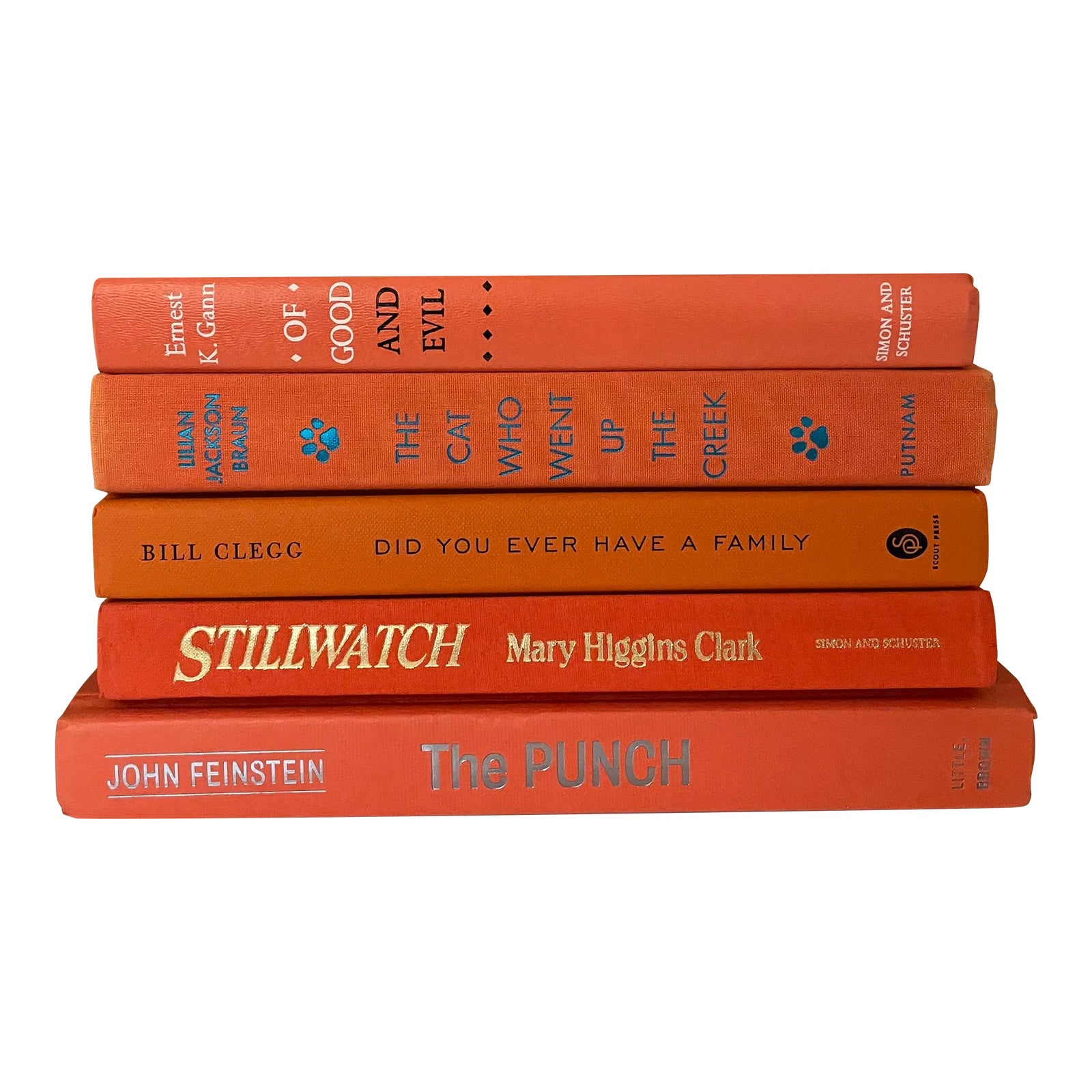 Mid 20th Century Salmon Book Stack With Vintage and Modern Titles - Set ...