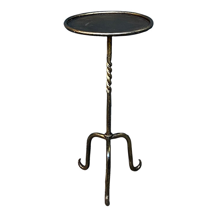 Spanish Gilt Iron Martini Table With Scrolled Tripod Base | Chairish