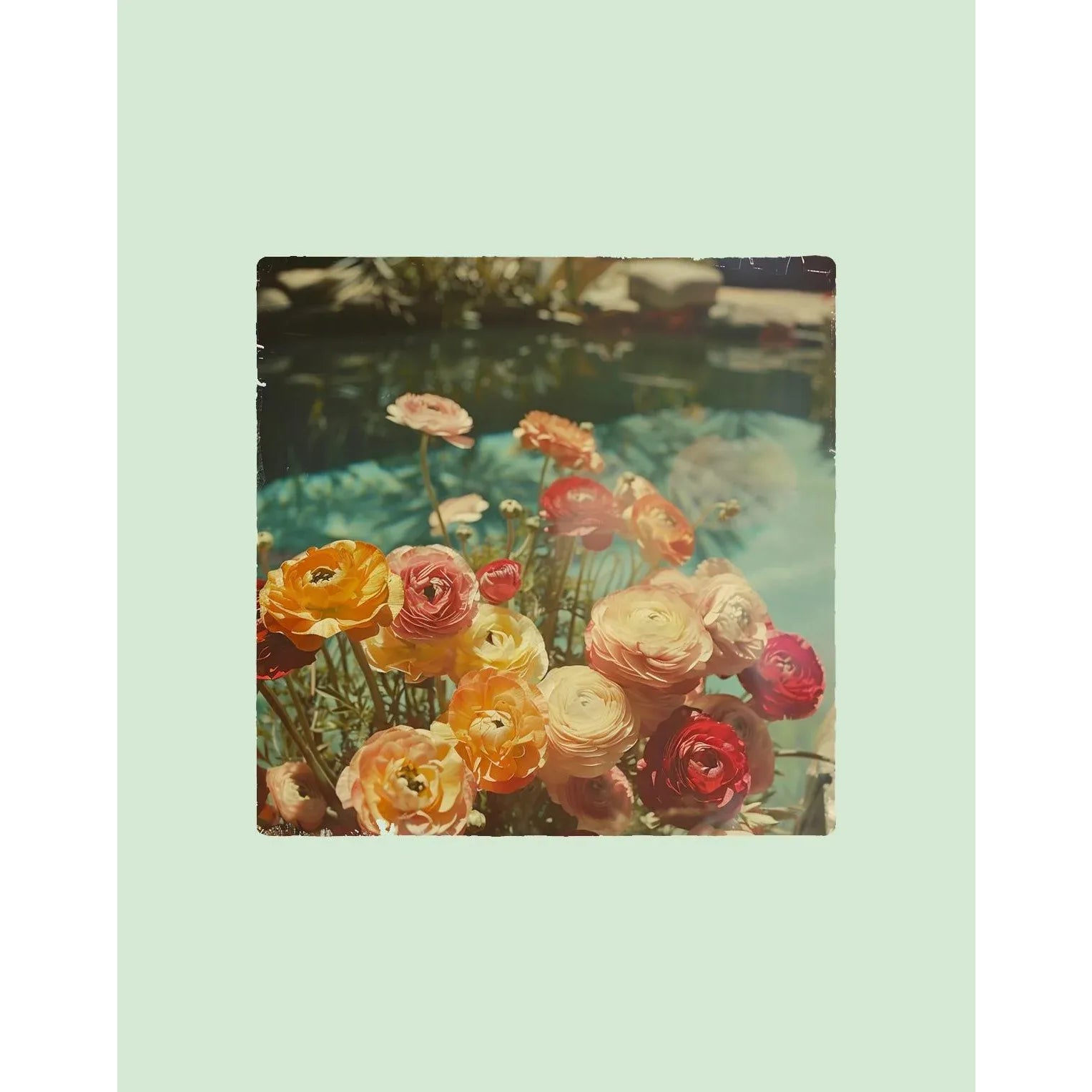 Scott Runkel Beverly Hills Vibrant Floral Poolside With Soft Mint ...