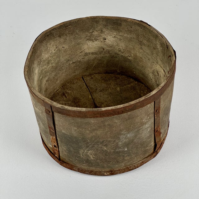 Antique Primitive Wood & Iron Hand Made Bushel Measure Container | Chairish
