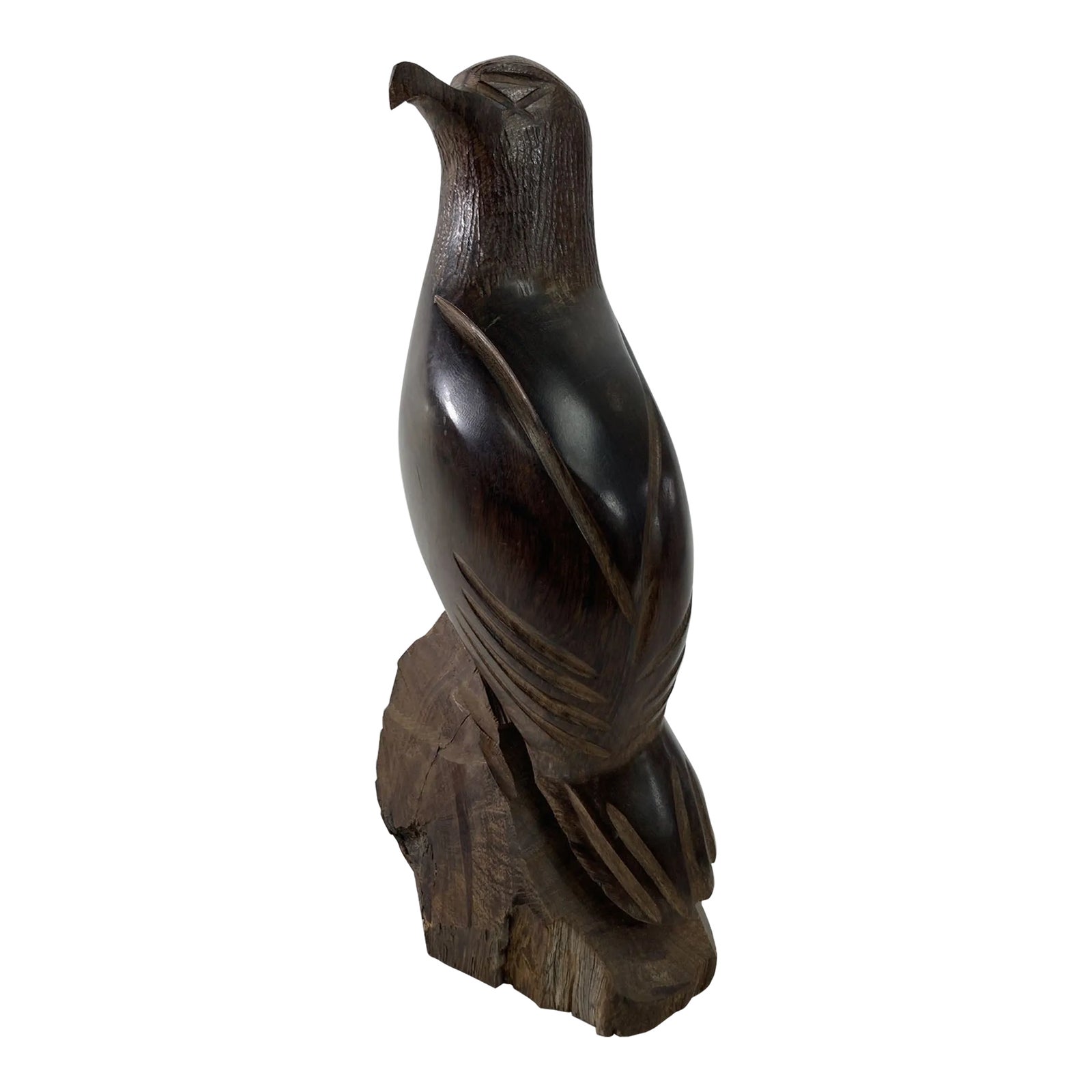 Carved Wood Falcon Sculpture 1960s | Chairish