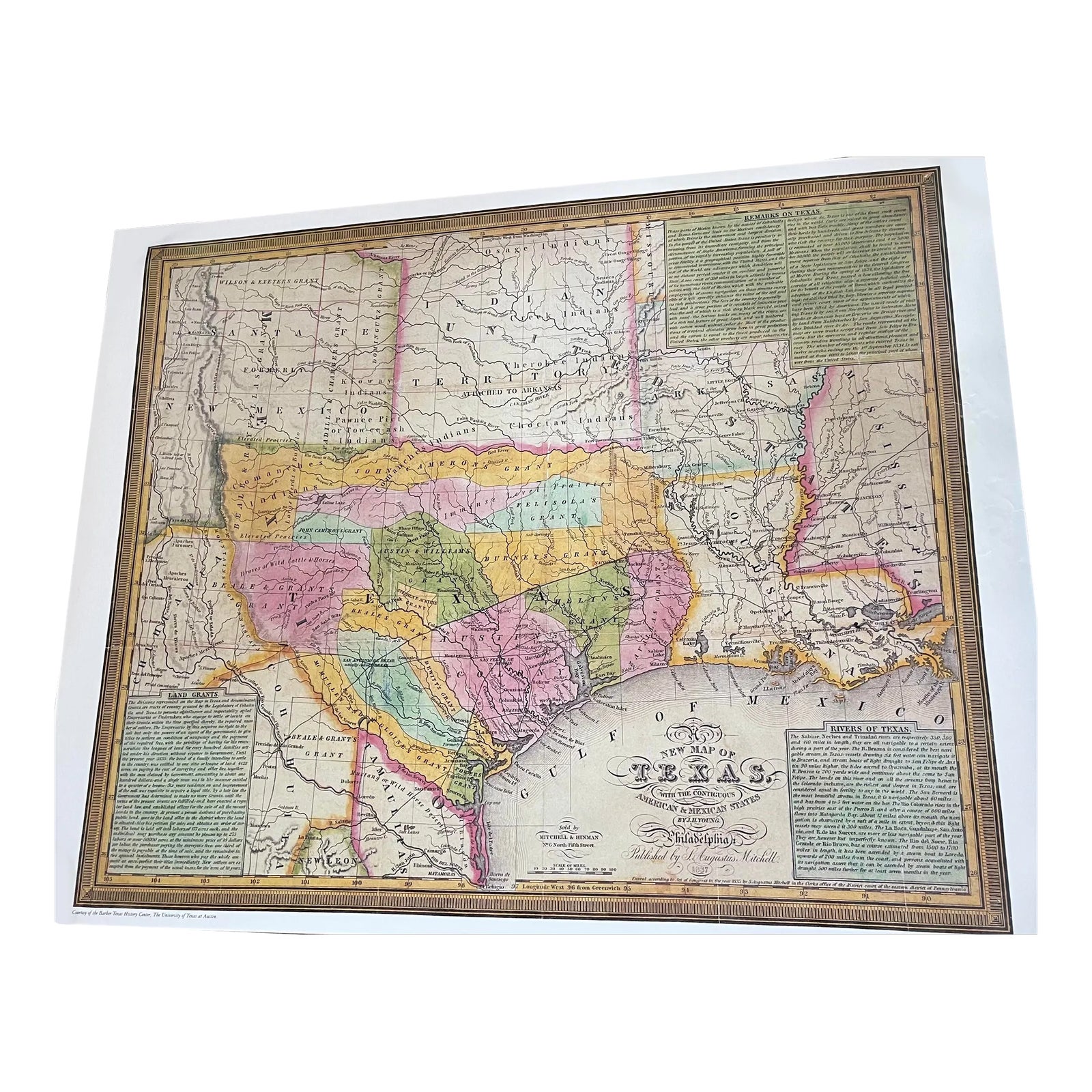 New Map of Texas by J. H. Young - 1837 Map Reproduced by Texas ...