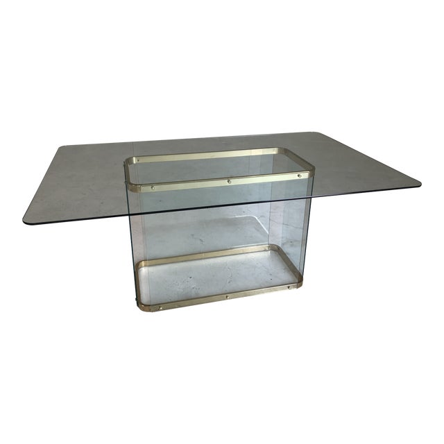 Vintage Milo Baughman Brass and Glass Dining Table | Chairish