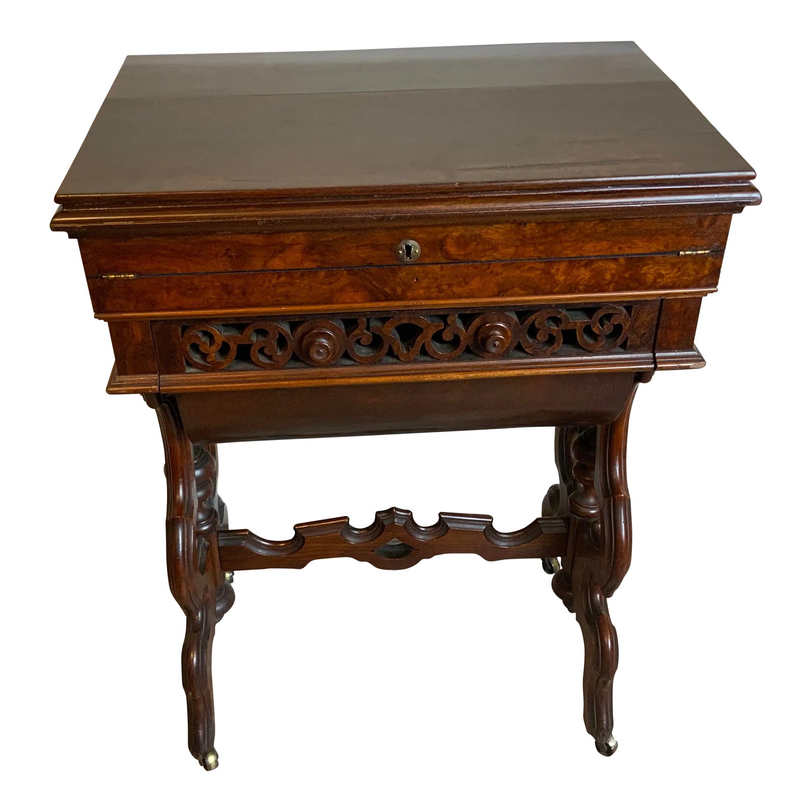 Mid 19th Century Victorian Sewing Stand Table | Chairish