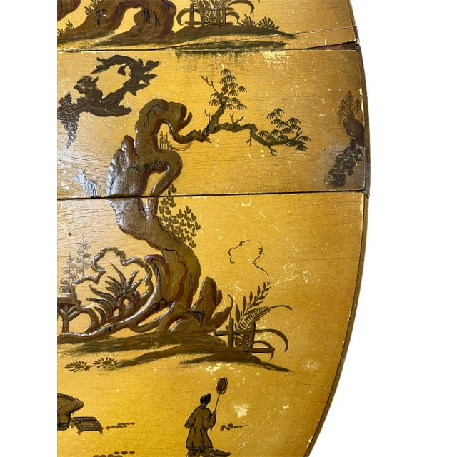 English Traditional Chinoiserie Hand Painted Gate Leg Table | Chairish