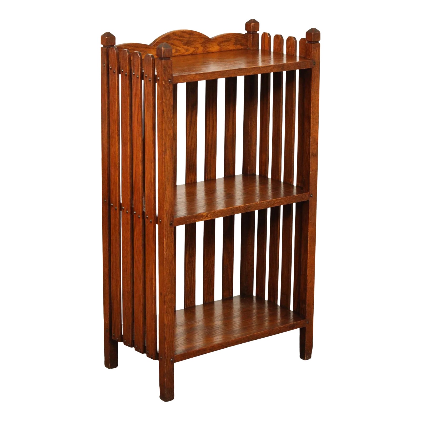 Mission Oak Three Tier Magazine Rack Bookcase | Chairish