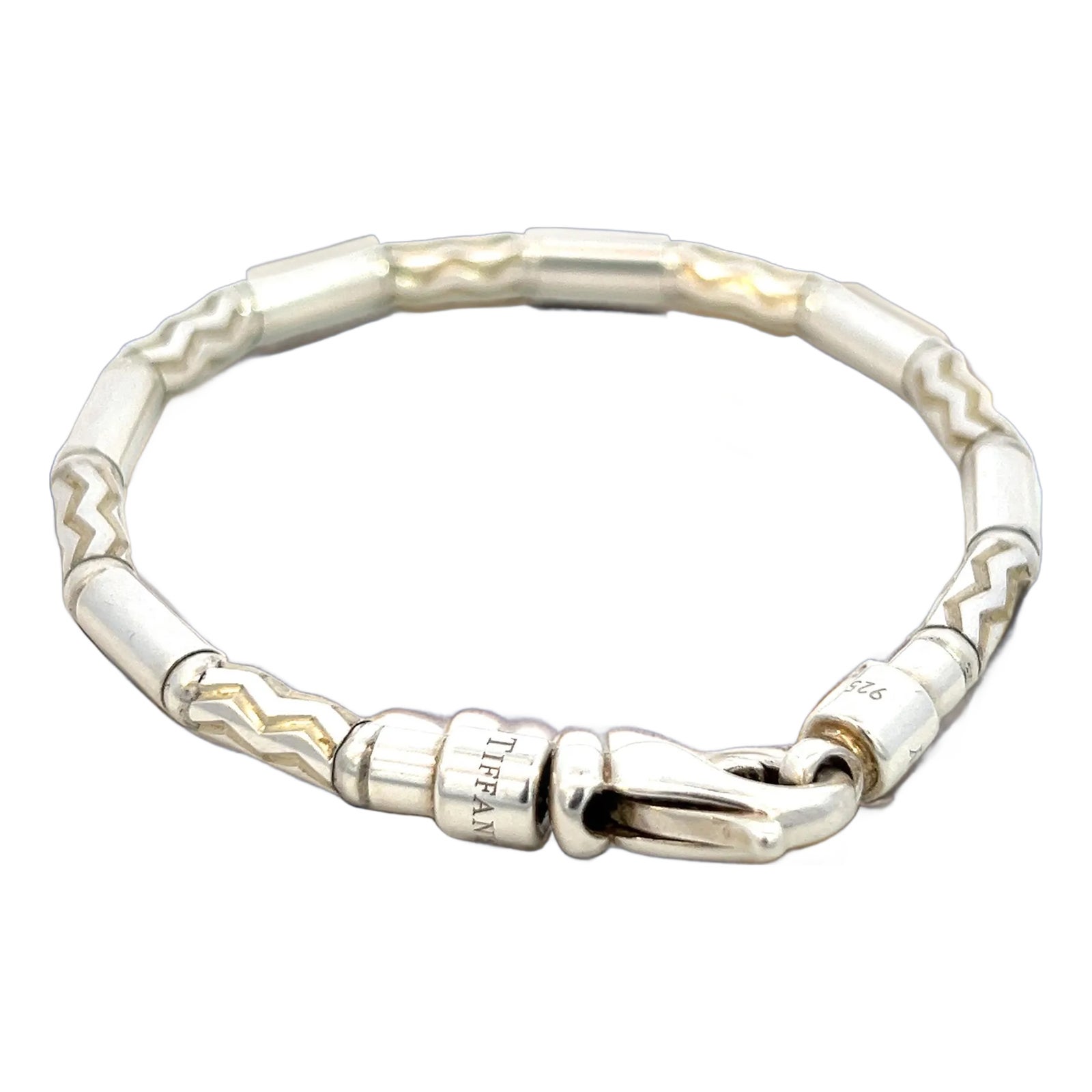 1990s Tiffany & Co Estate German Zig Zag Bracelet Sterling Silver ...