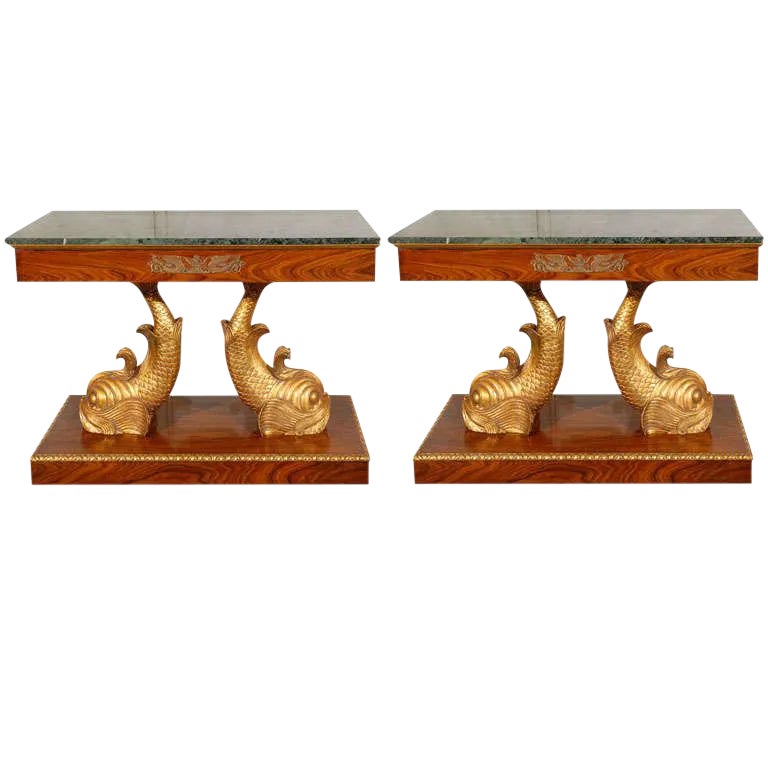 Italian Dolphin Console Entry Tables - a Pair | Chairish
