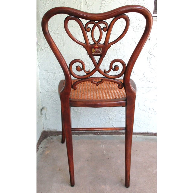 1990s Vintage Theodore Alexander Crown Lattice Back Cane Seat Wood Side ...