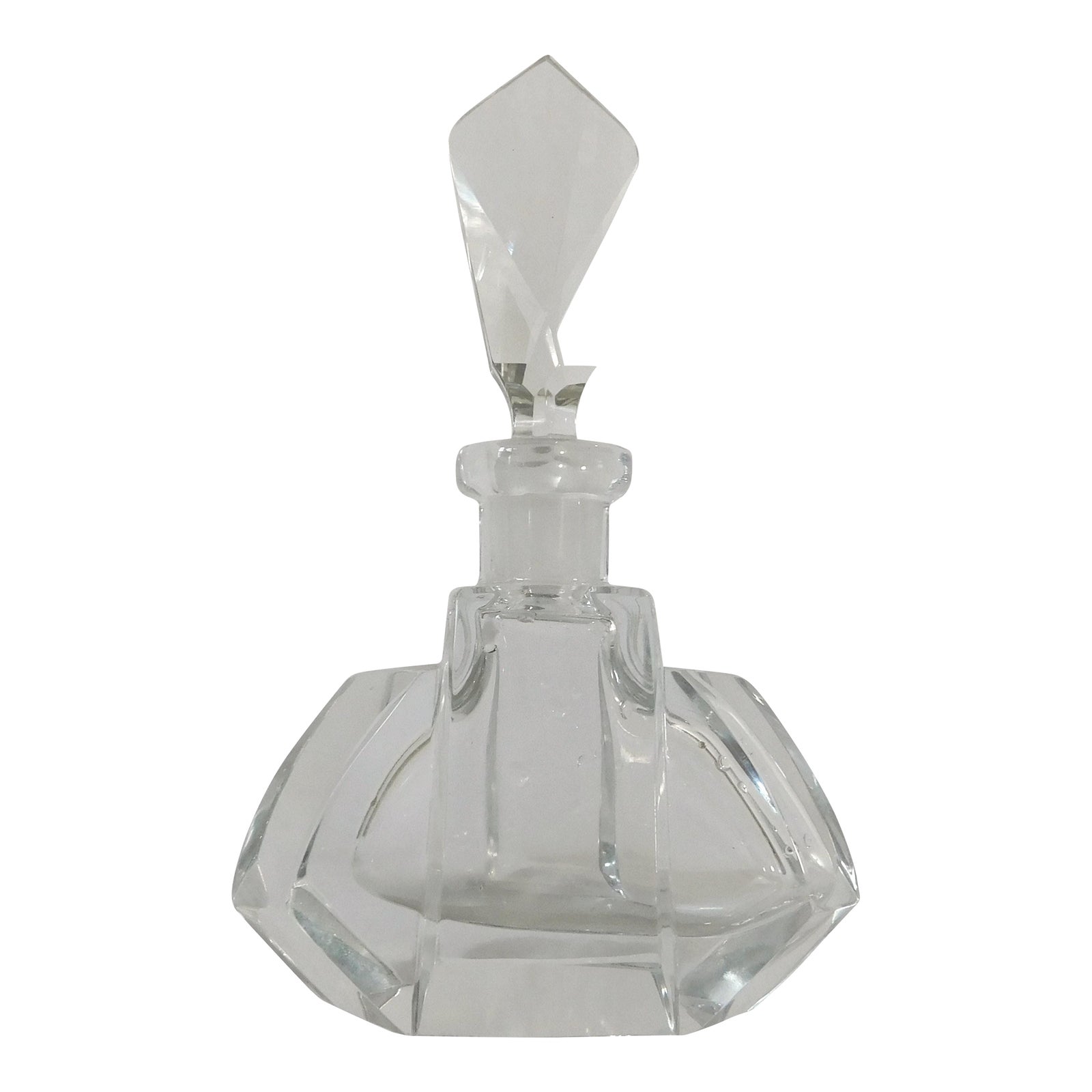 French Mid Century Cut Crystal Perfume Bottle | Chairish