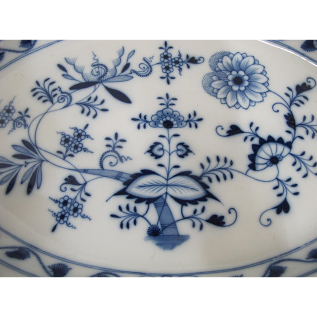 Meissen Porcelain Blue Onion 17" Oval Serving Platter Dish | Chairish