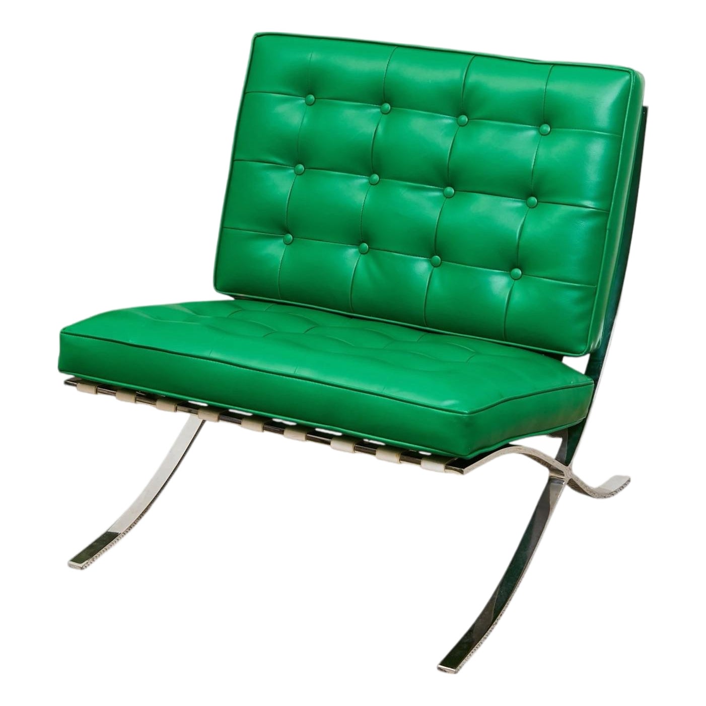 Mid 20th Century Styled After Kelly Green Barcelona Style Chair | Chairish