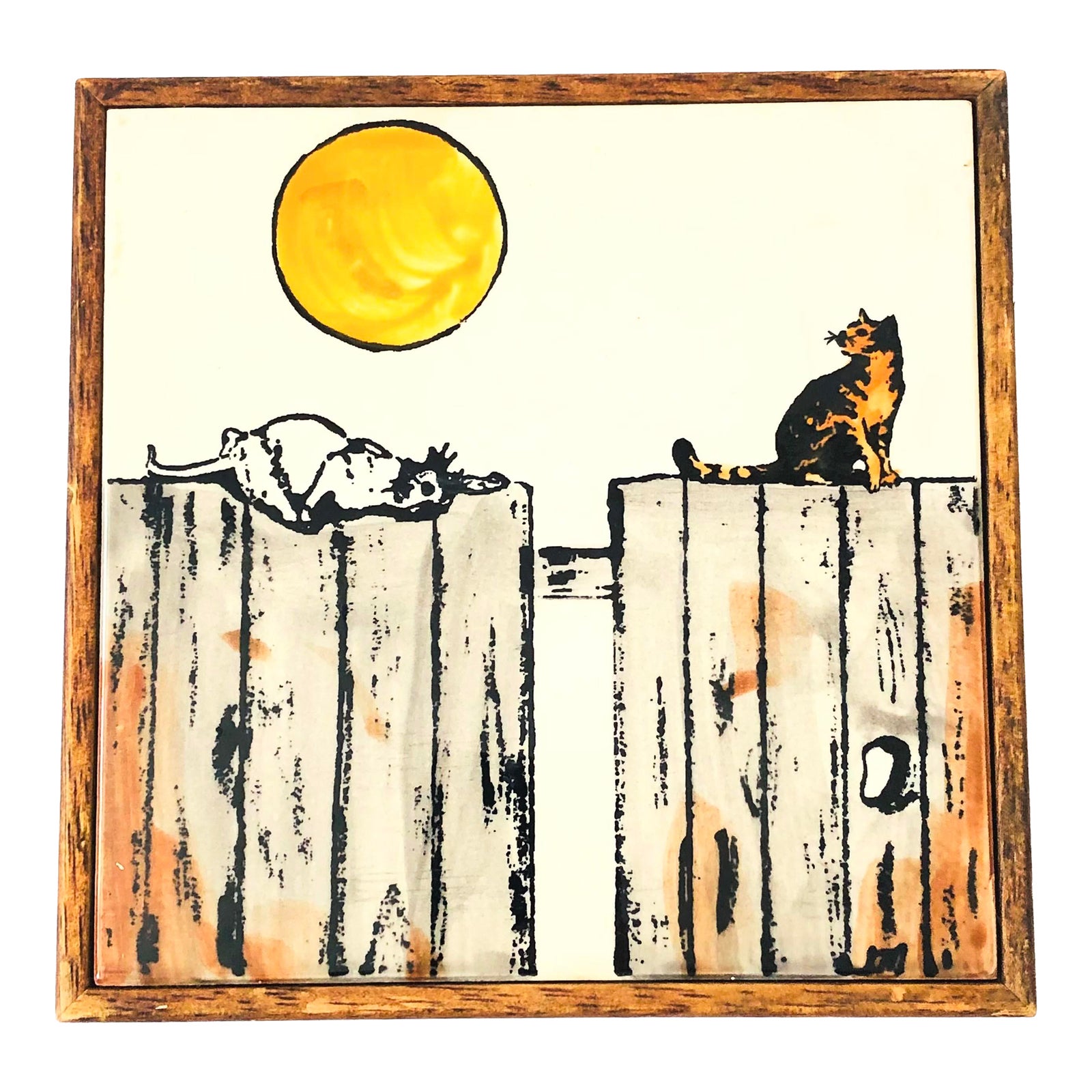 1980s Cat Tile Trivet by Sierra Windsong | Chairish