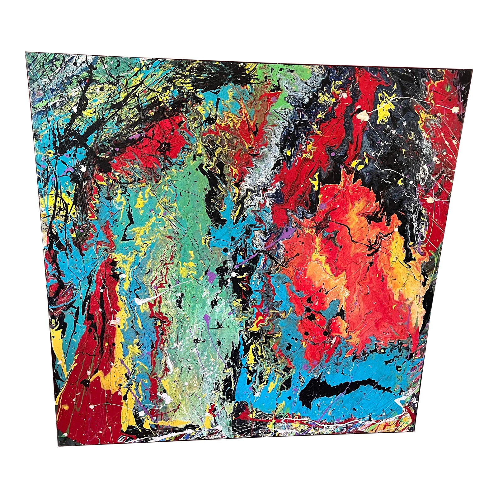 Vintage Abstract Expressionist Acrylic Painting | Chairish
