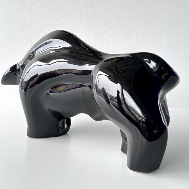 Late 20th Century Cubist Ceramic Bull Sculpture | Chairish