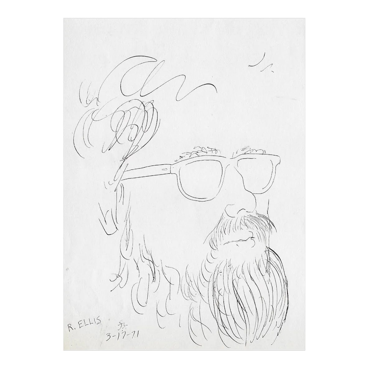 1971 James Bone Portrait of a Bearded Man | Chairish