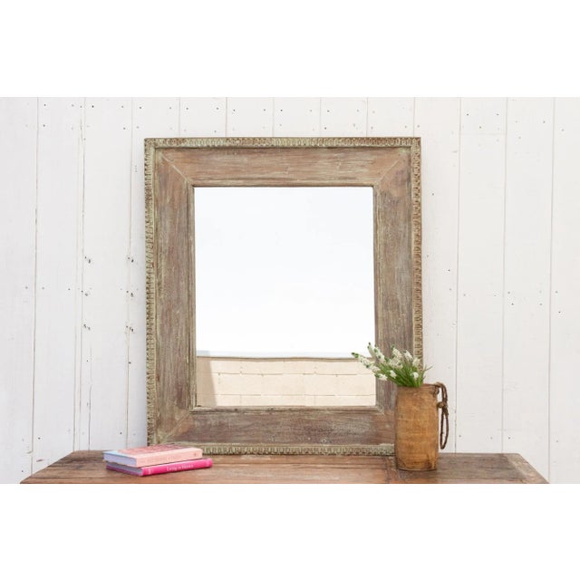 Vintage Sage Green Rustic Frame Mirror | Chairish