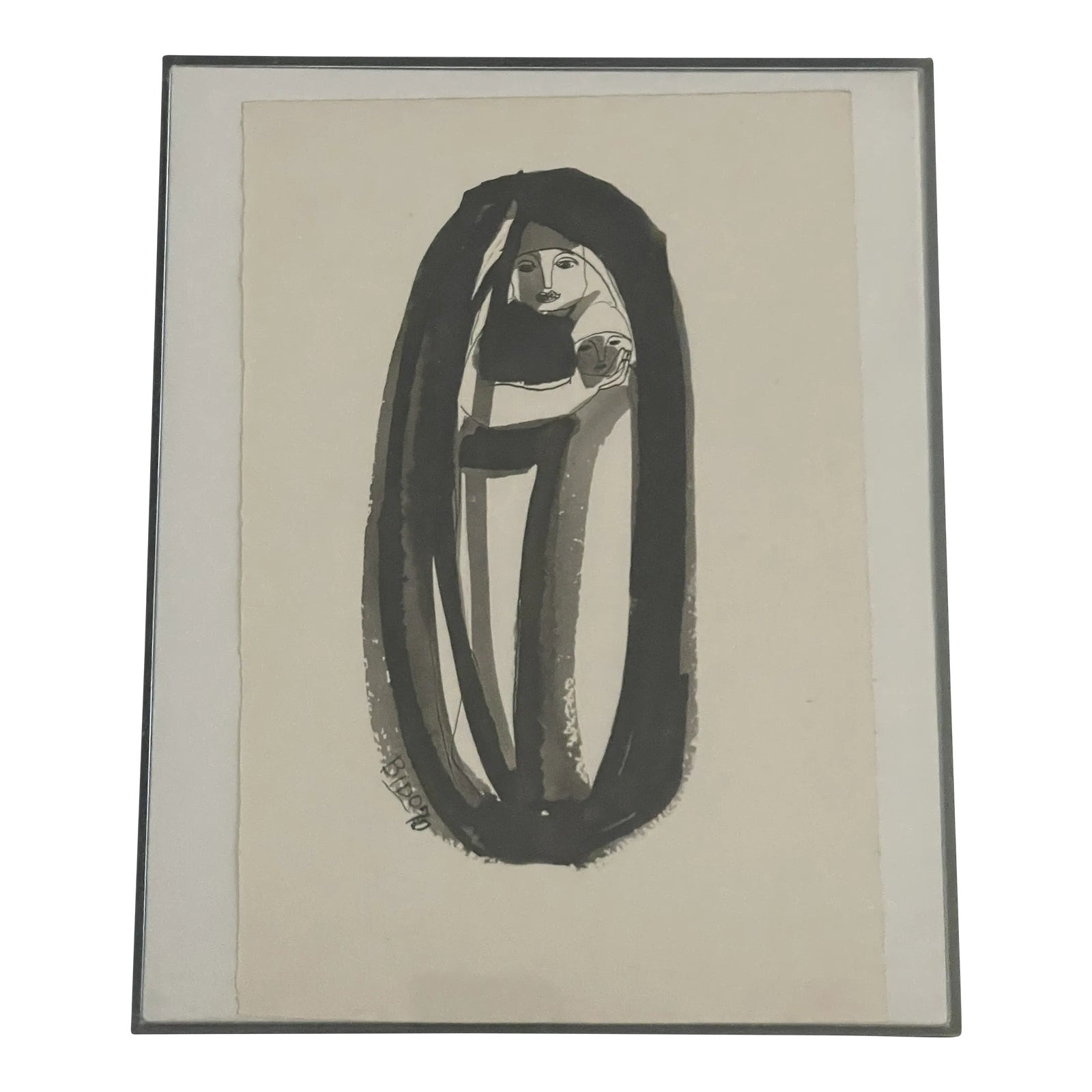 1970s Cándido Bidó, Dominican Ink Painting | Chairish