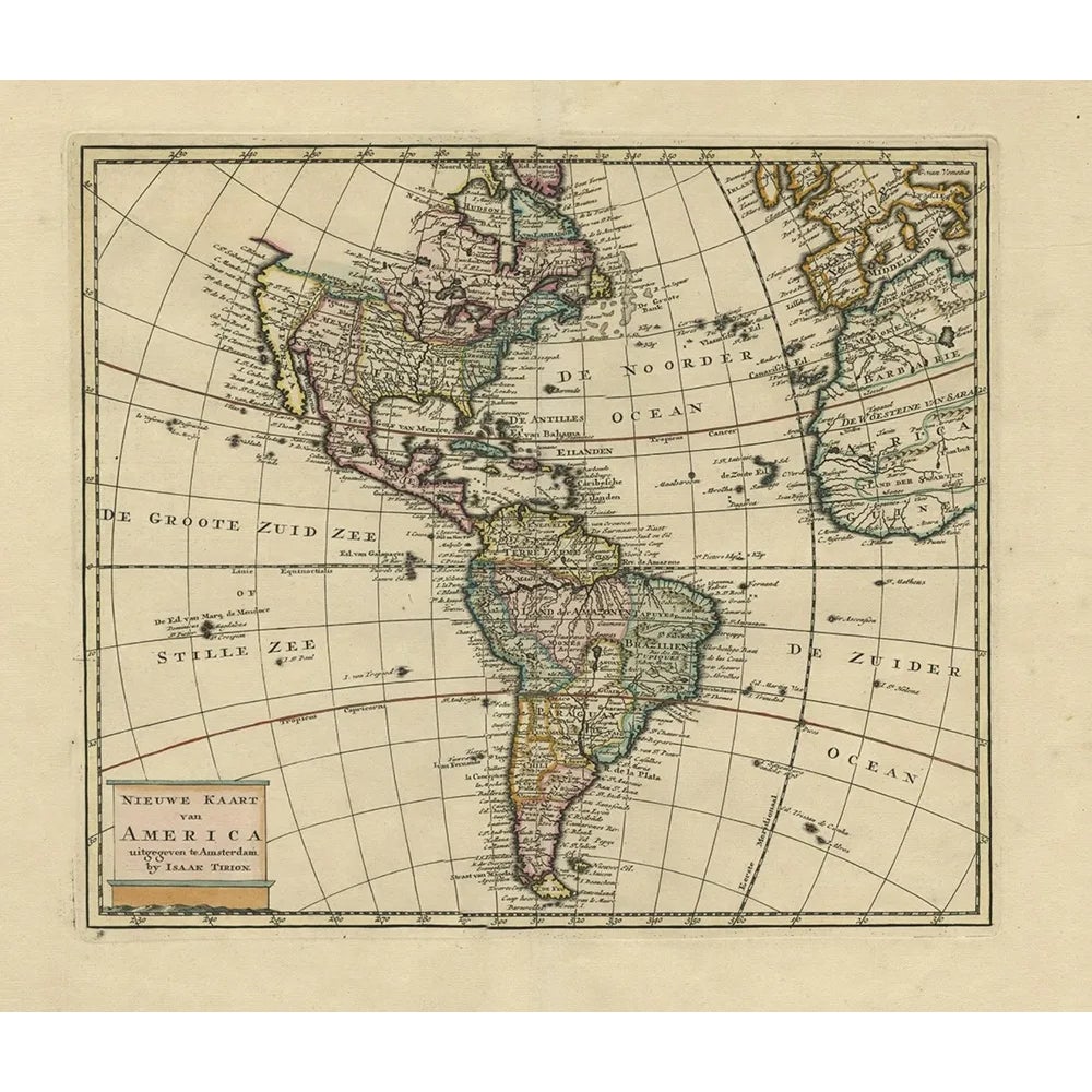 Antique Hand-Coloured Map of North and South America, 1765 | Chairish