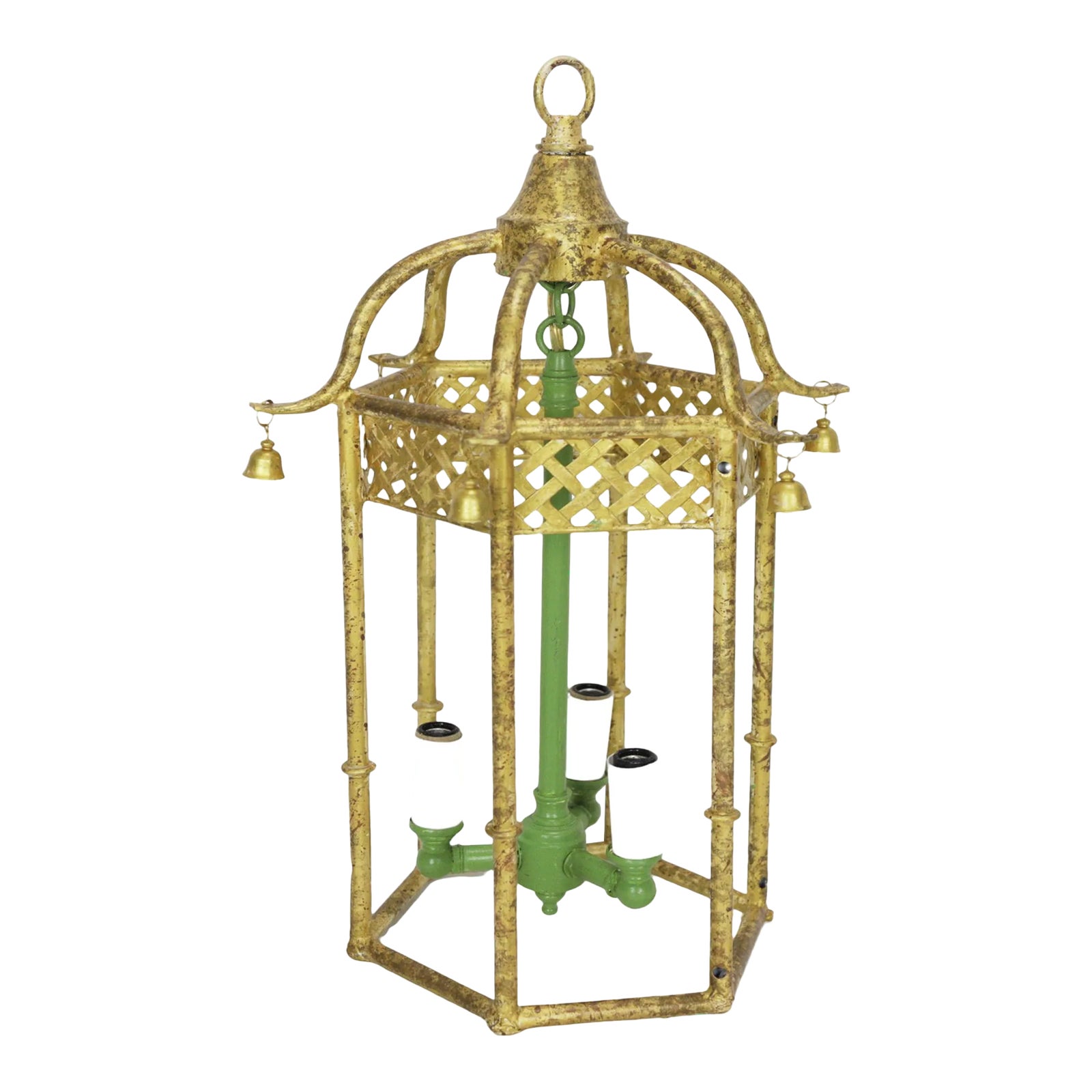 Gold Plated Metal Porch/Vestibule Ceiling Lantern Pendant Light | Chairish