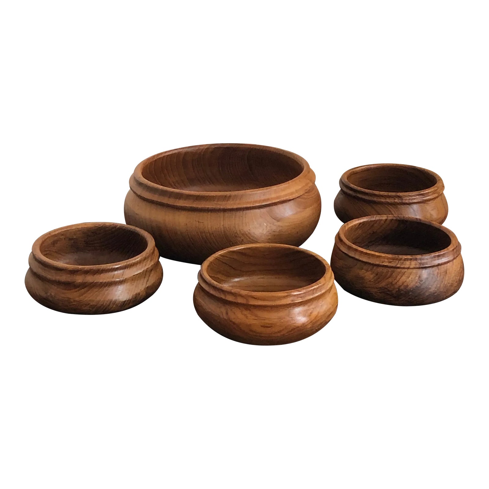 Circa 1980 Teak Wood Serving Bowls — a Set | Chairish
