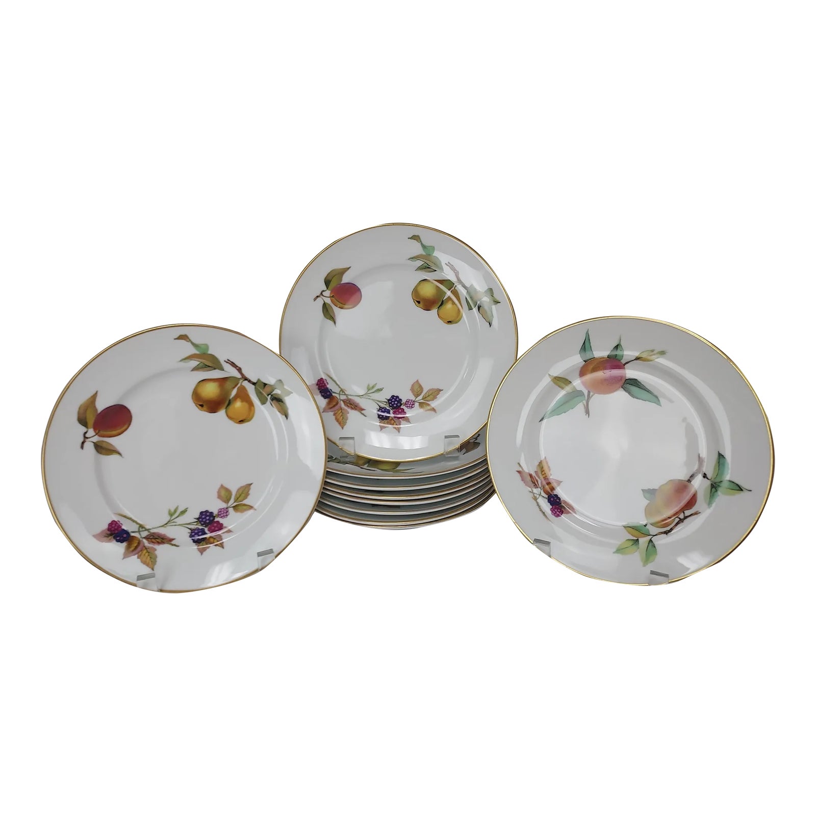 Vintage Royal Worcester Evesham Gold Salad Plates, Set of 10 | Chairish