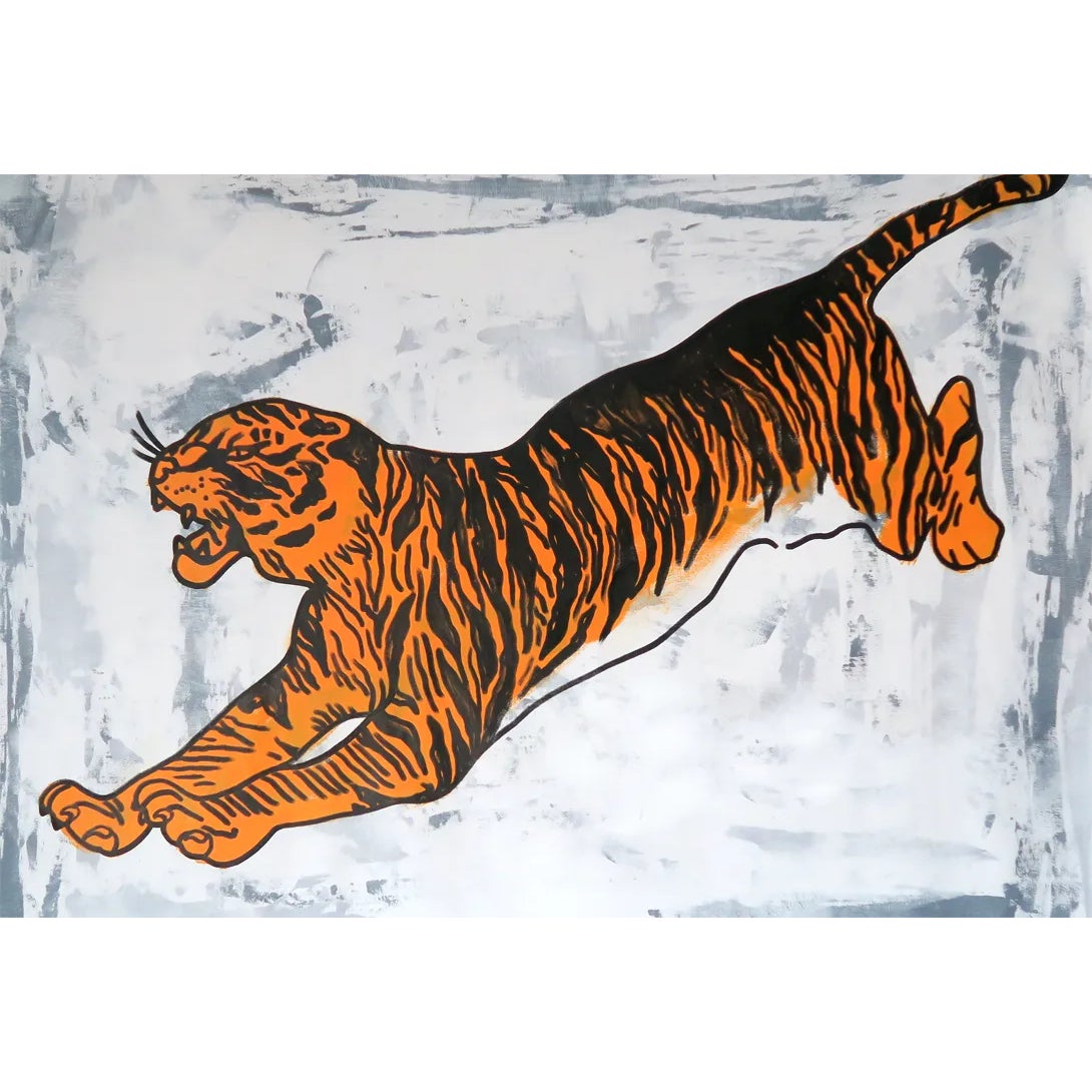 "Tiger Fearless" Contemporary Tiger Portrait Acrylic Painting by Jos De ...