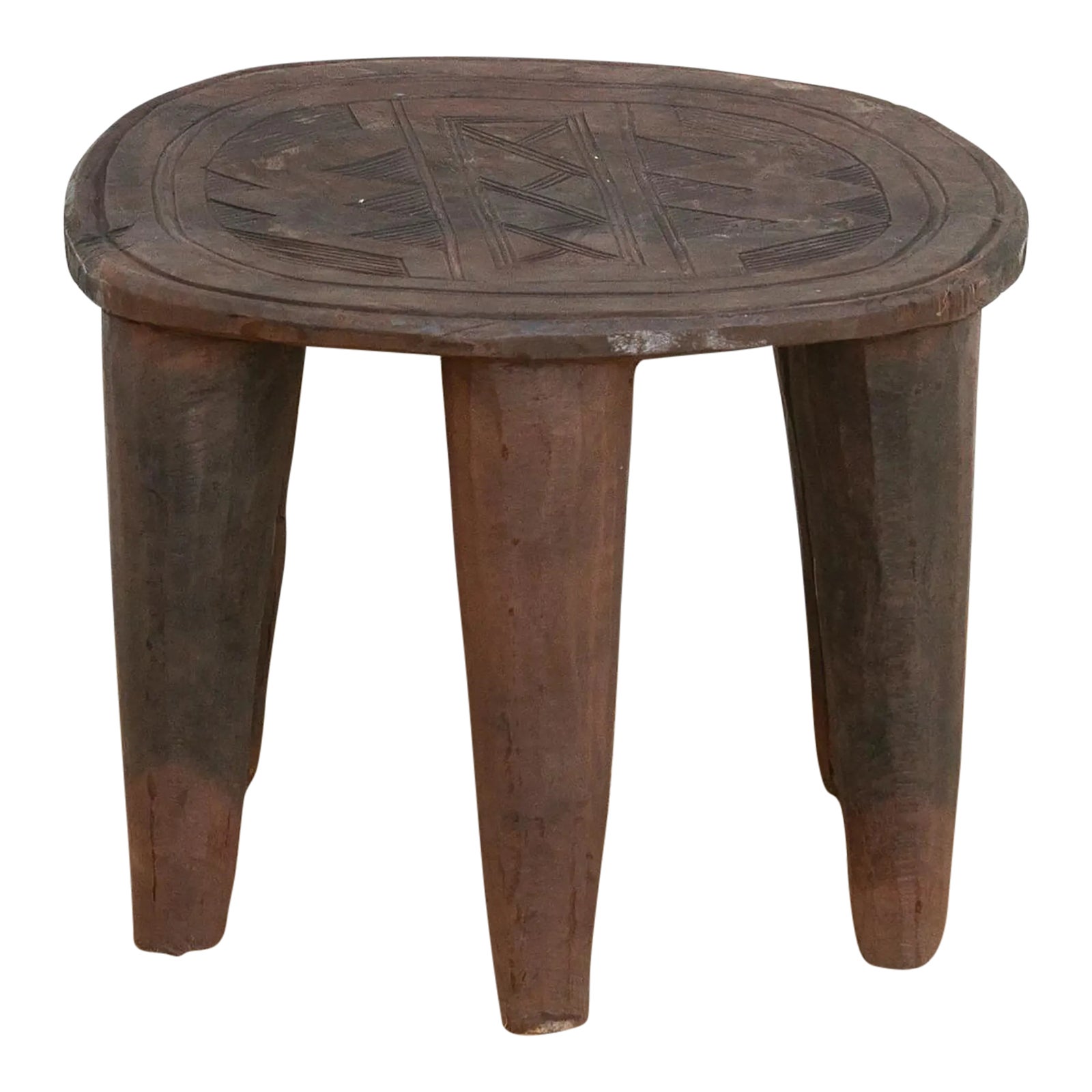 Small Solid Wood Carved Nupe Table | Chairish