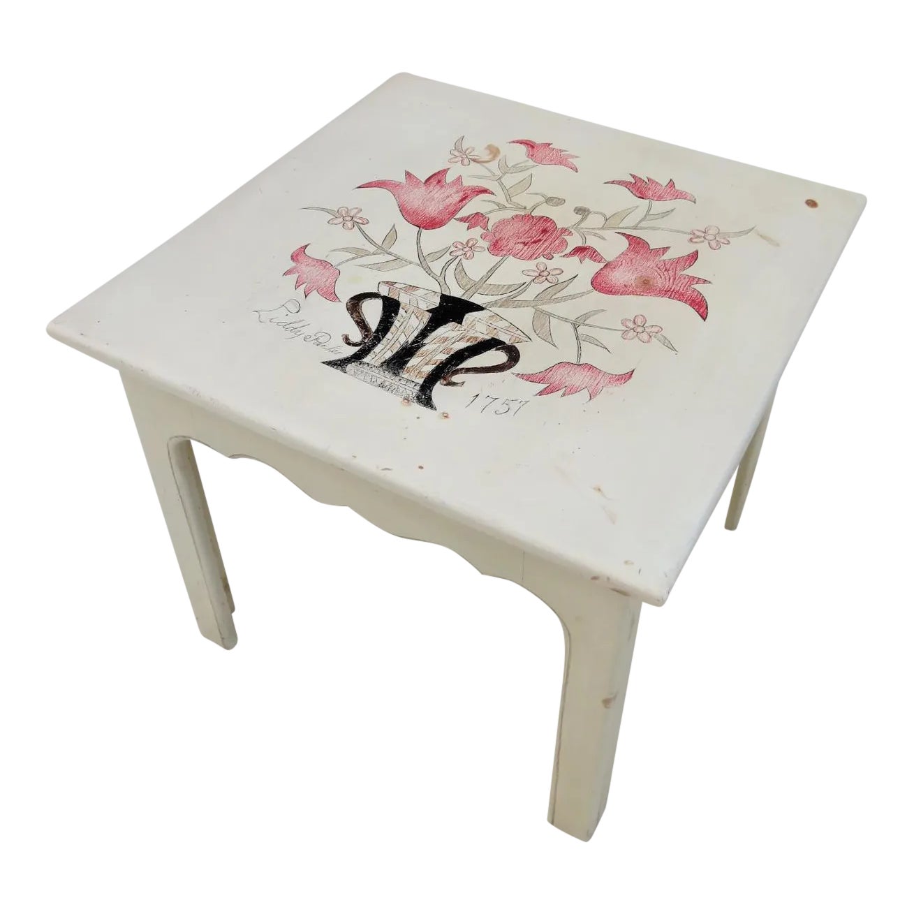 Habersham Plantation Paint Decorated Side Table | Chairish