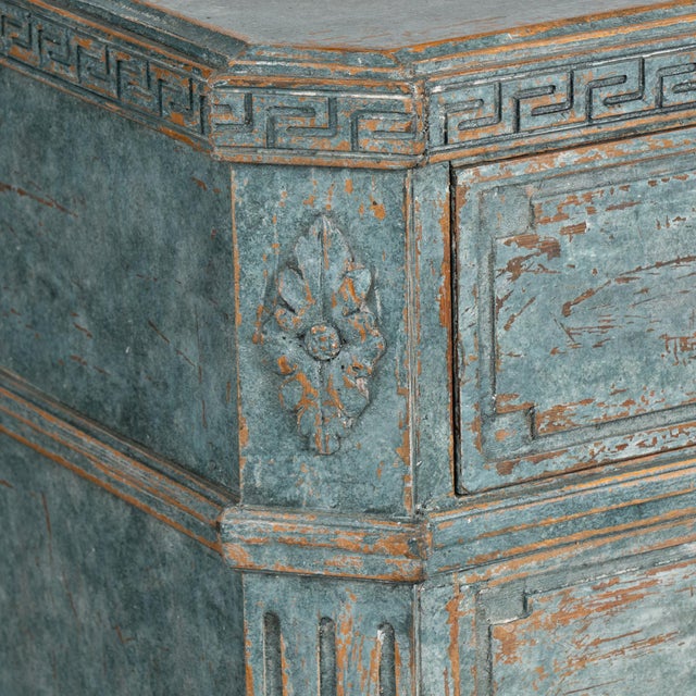 Pair, Blue Painted Gustavian Chest of Three Drawers, Sweden Circa 1860 ...