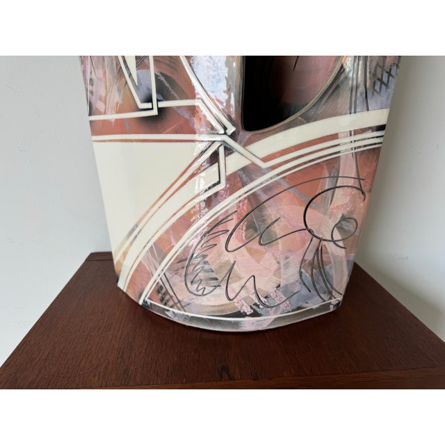 1980s Large - Postmodern Sculptural Geometric Ceramic Vase by Tom ...