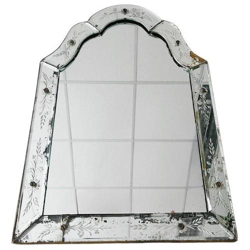 Antique Venetian Table Mirror in Etched Glass, 1900s | Chairish