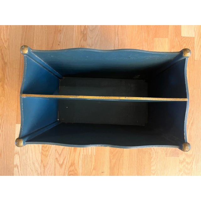 Antique Floral Painted Wood Magazine Rack | Chairish