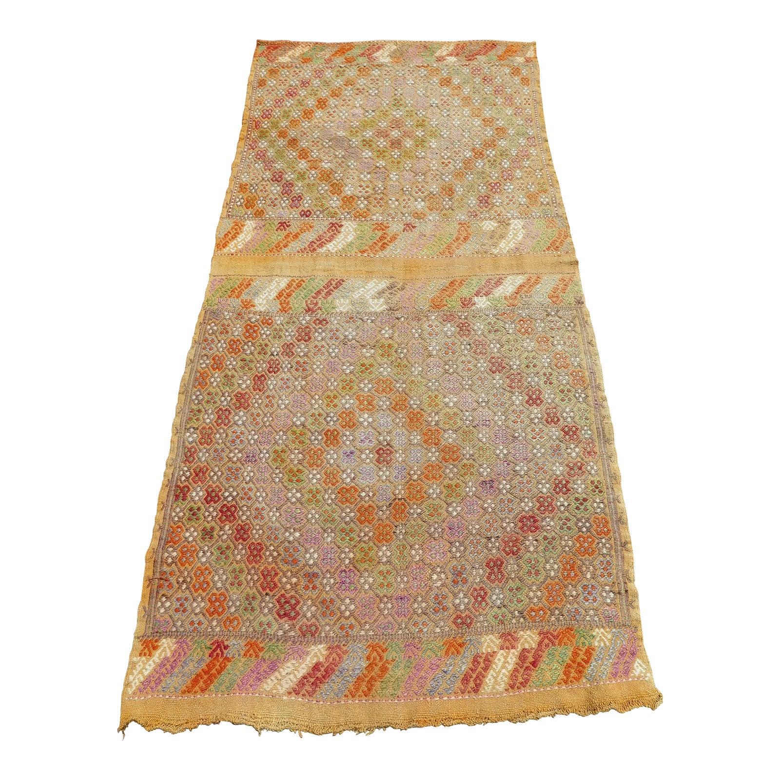 Mid 20th Century Autumn Color Palette Small Turkish Handmade Vintage ...