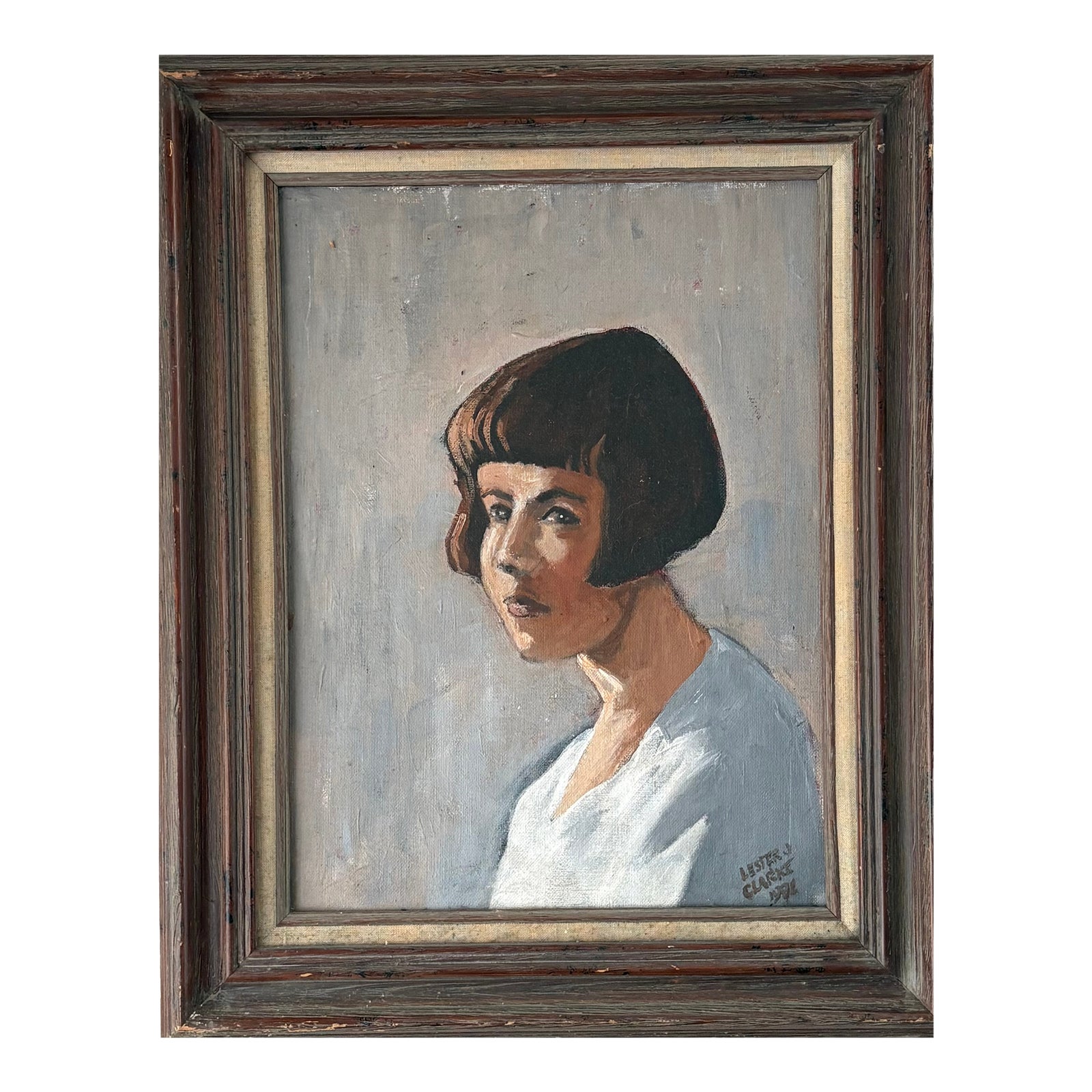 1990s Oil Painting -Portrait of a Woman by Lester J. Clarke | Chairish