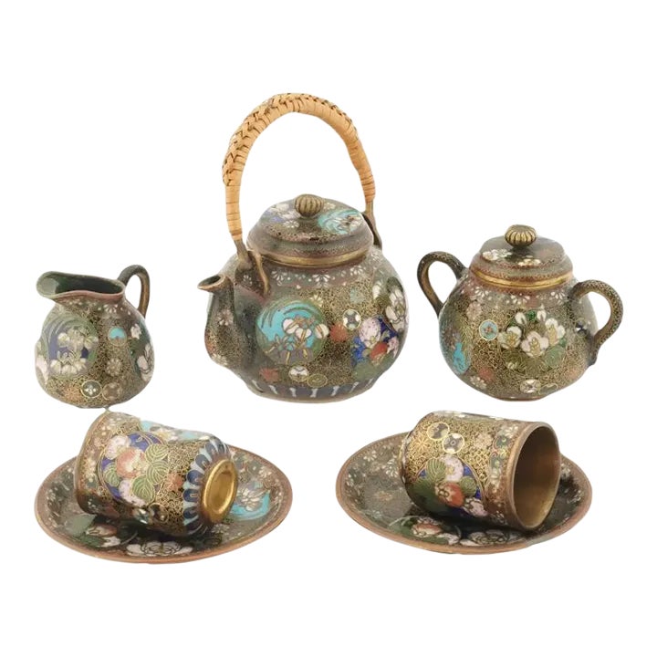 Late 19th Century Antique Meiji Era Japanese Cloisonne Enamel Tea Set ...
