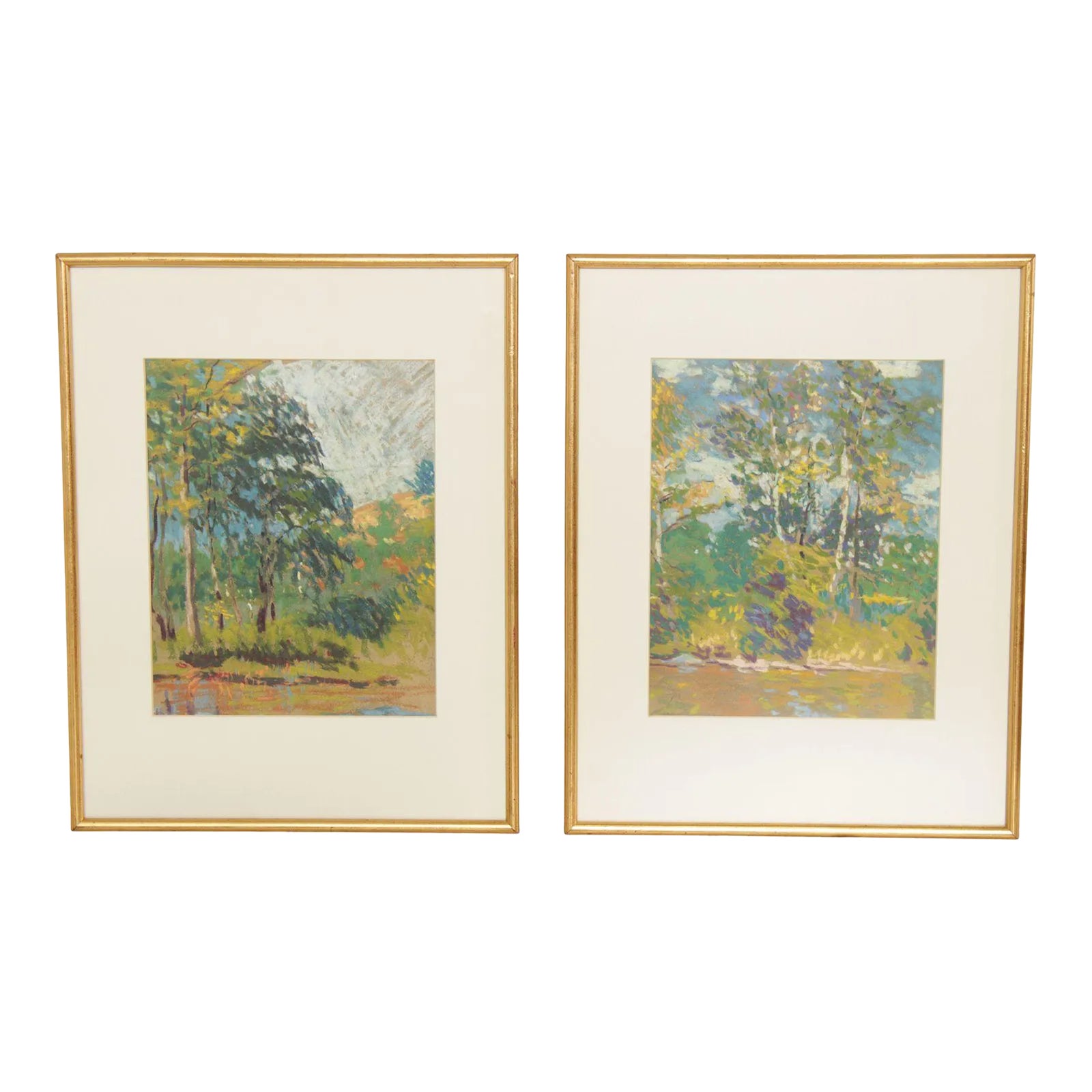 Impressionist Style 'Forrest Green' Pastel Drawings by John J. Dull - A ...