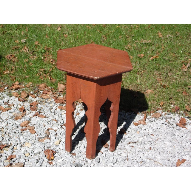 Vintage Arts & Crafts Moorish Style Wood Taboret Table Hexagon Plant ...