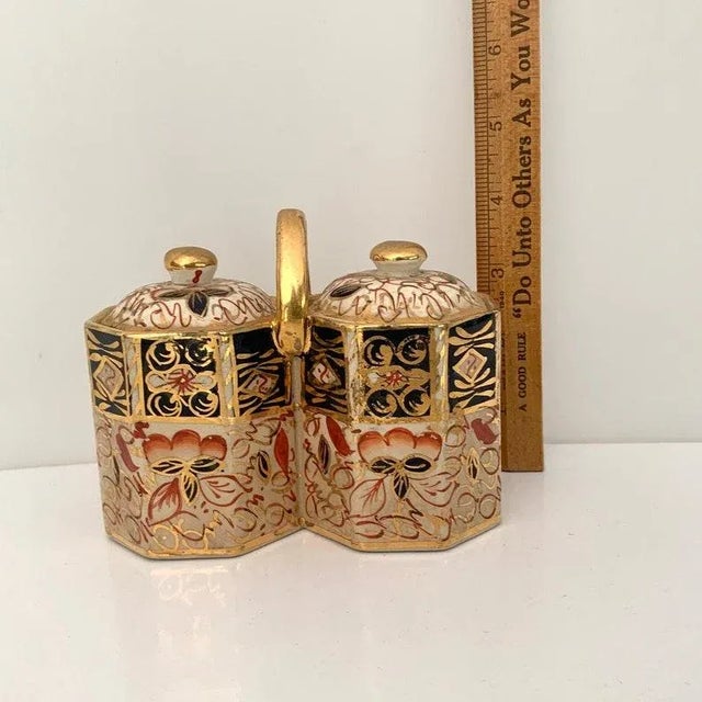 1920s Gaudy Welsh Double Condiment Pot | Chairish