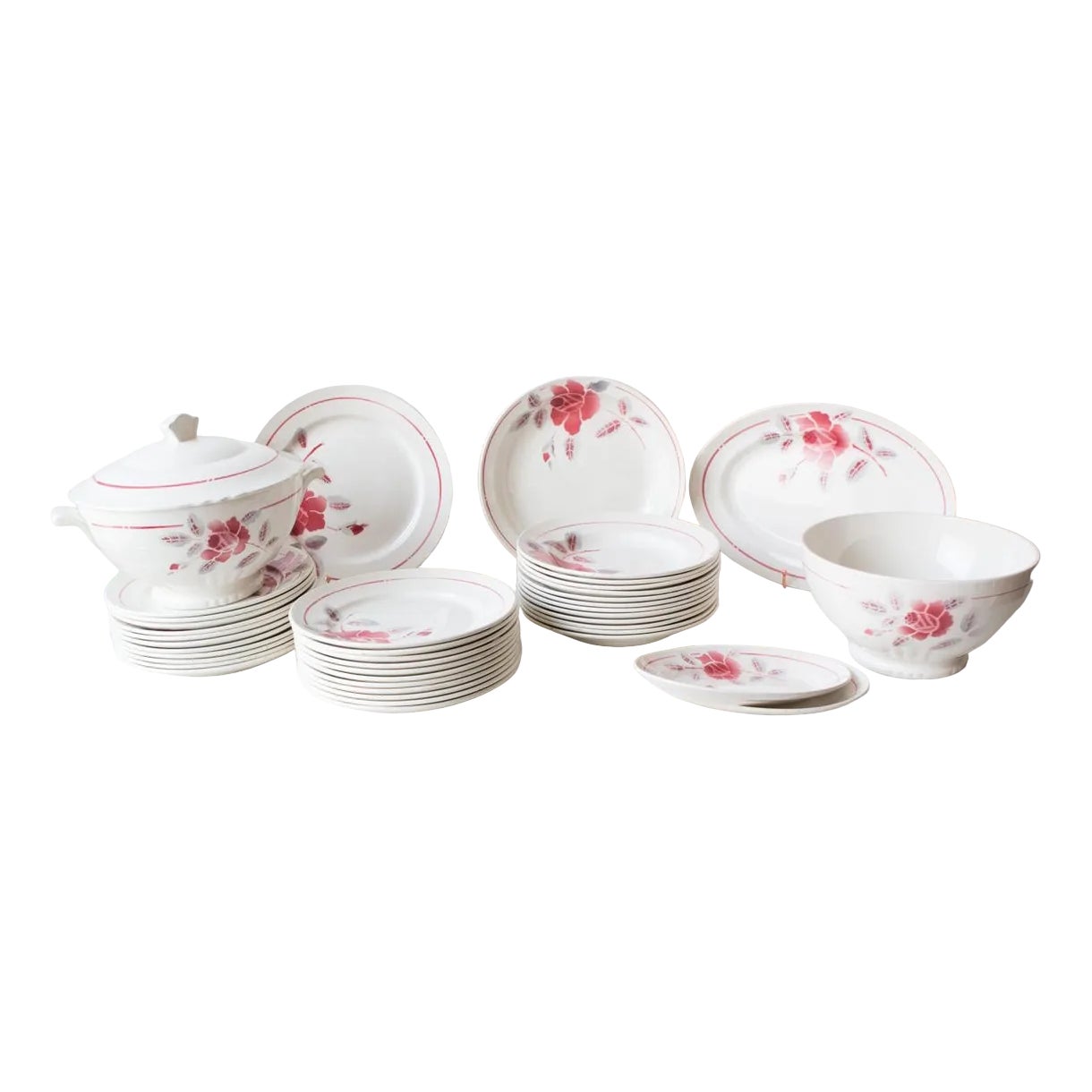 French Dinner Service Moulin Des Loups, 1980s, Set of 39 | Chairish