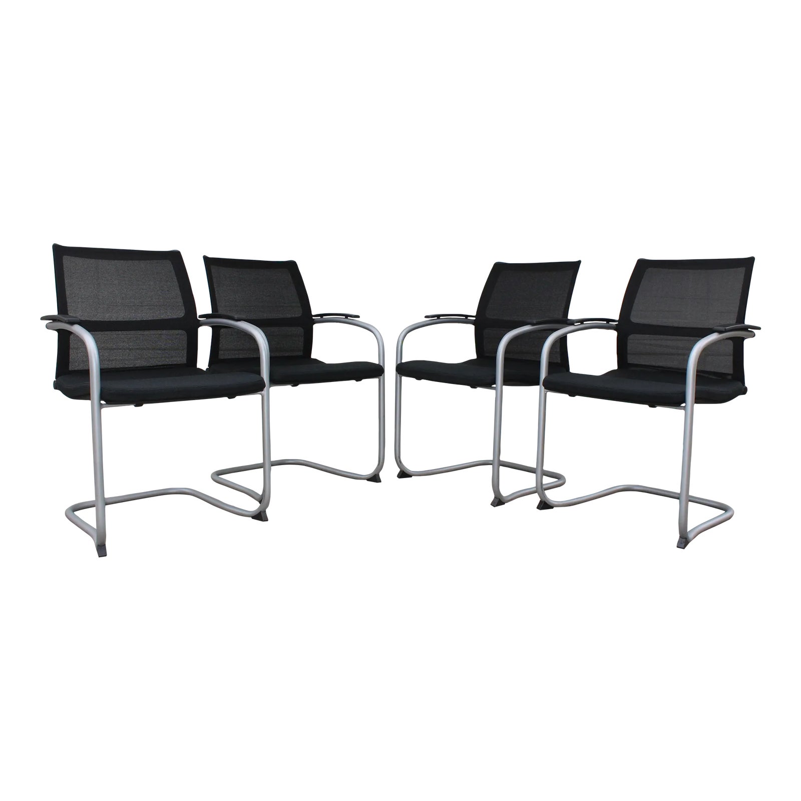 2000s Knoll Cantilevered Stacking Arm Chairs- Set of 4 | Chairish