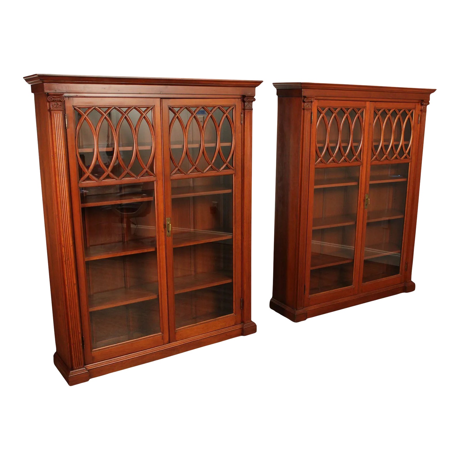 Antique Pair Of Architectural Form Two Door Bookcases | Chairish