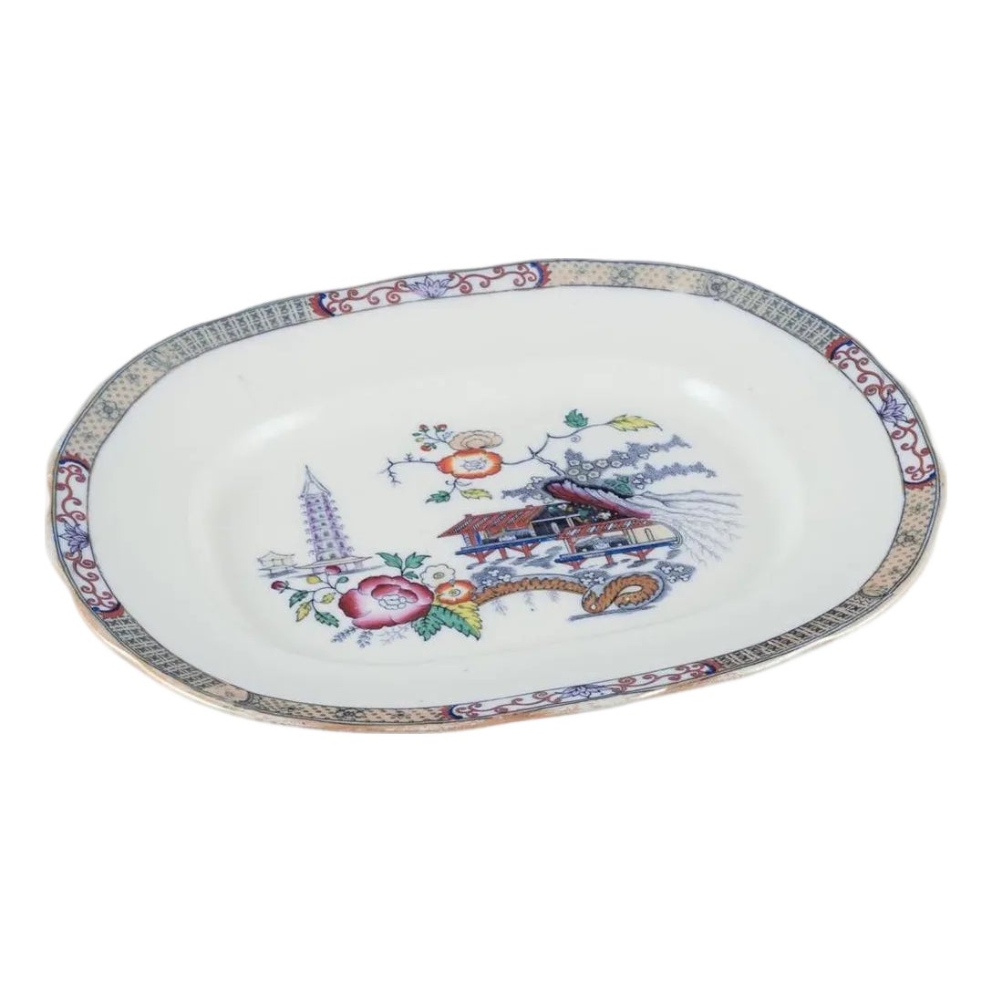 Large Japan Oval Dish in Faience from Rörstrand | Chairish