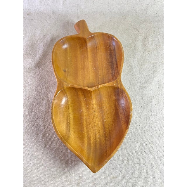 Mid 20th Century Vintage Divided Monkey Pod Wood Tray | Chairish