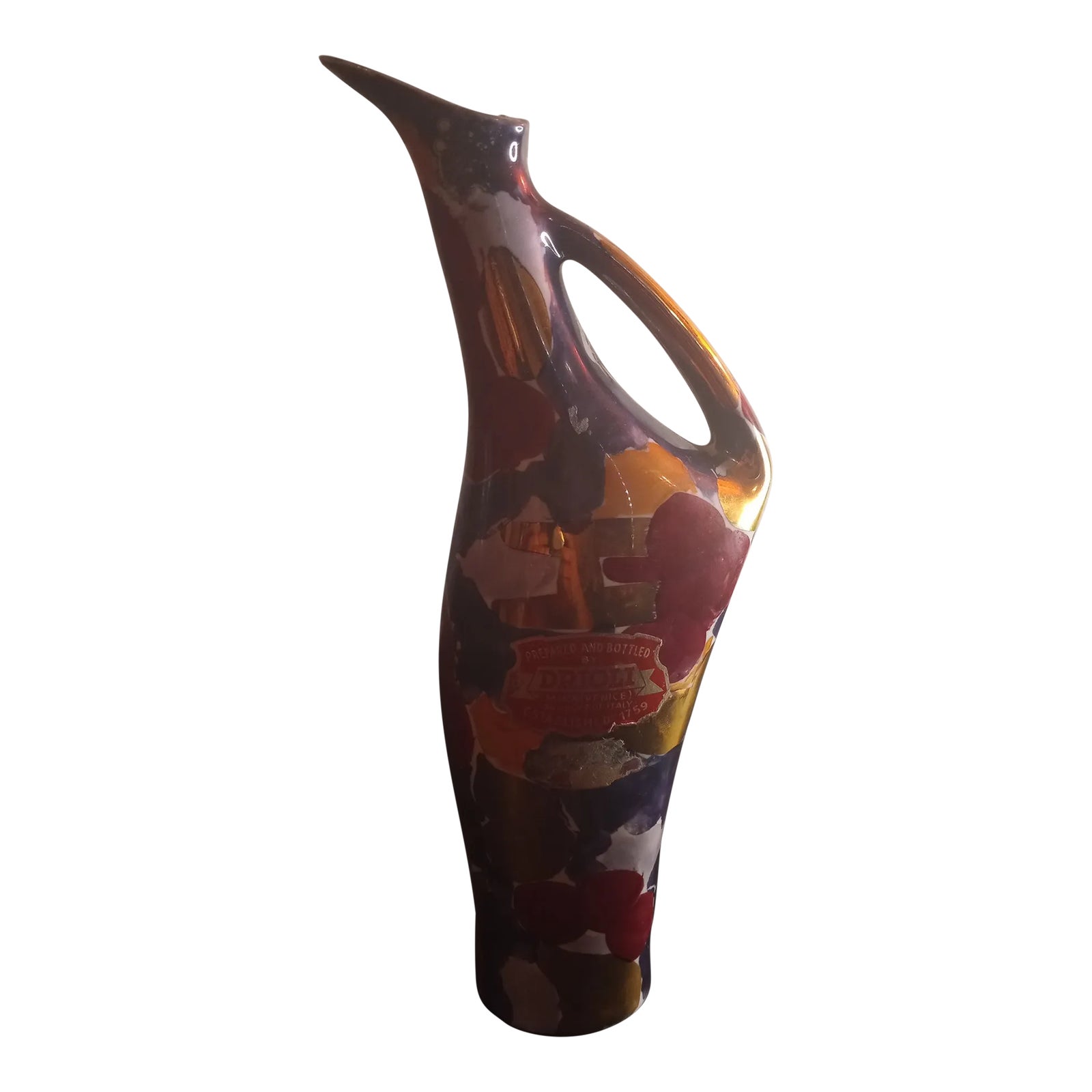 1950s Multicolor Glazed Ceramic Gilded Bottle Pitcher Drioli Venice ...