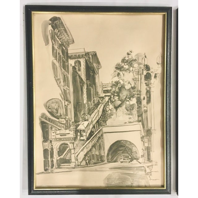 Set of 3 Framed Turn of the Century Historical Drawings Los Angeles ...