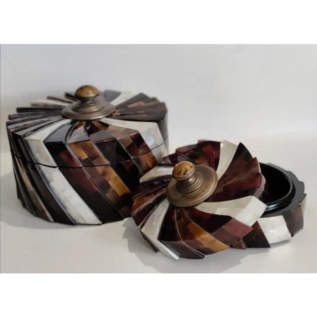 1990s Vintage Maitland-Smith Tessellated Faux Tortoise Shell and Mother ...