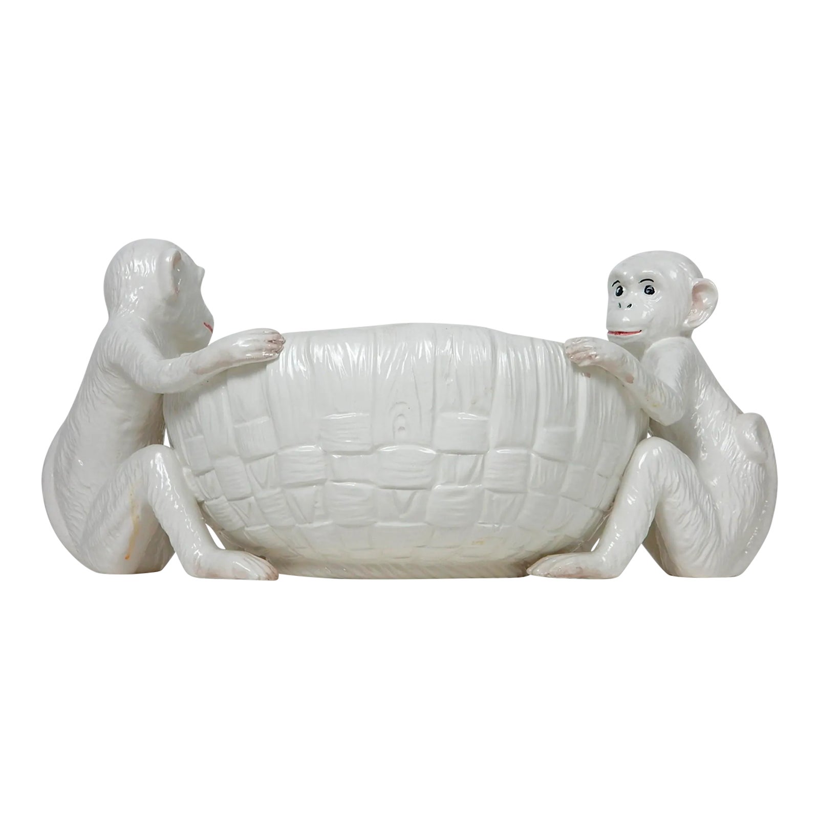San Marco of Italy White Ceramic Monkey Fruit Bowl | Chairish